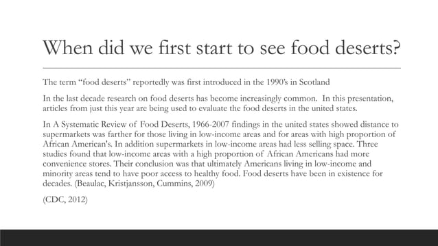 Food Deserts in Rural and Urban Low-income populations | PPTX | Grocery ...