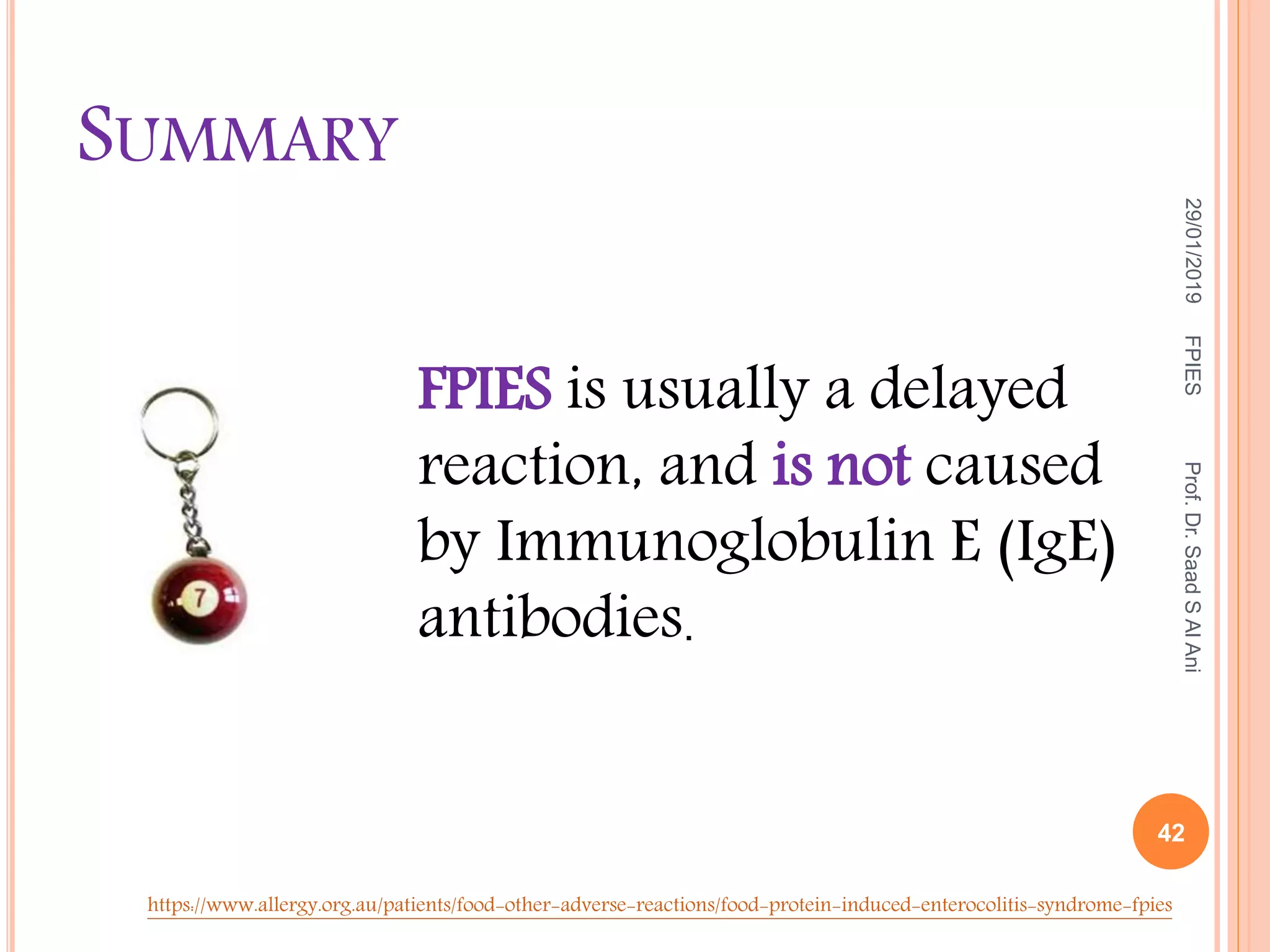 Food protein induced enterocolitis syndrome (FPIES) | PPTX