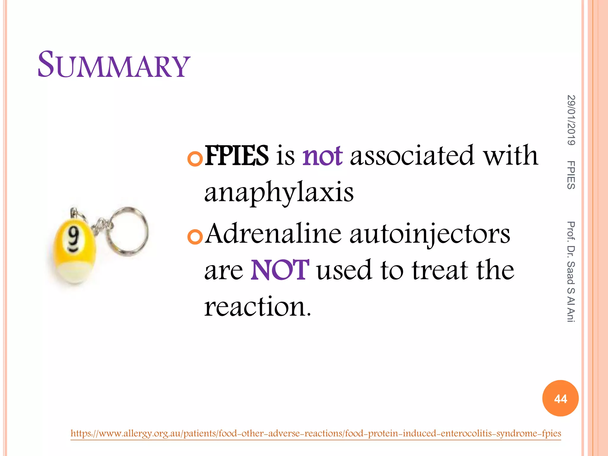 Food protein induced enterocolitis syndrome (FPIES) | PPTX
