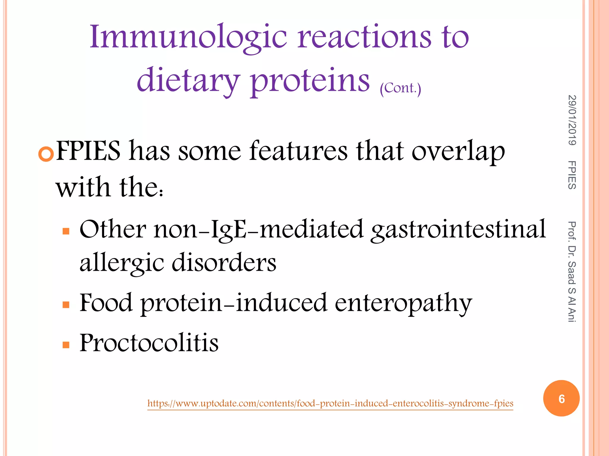 Food protein induced enterocolitis syndrome (FPIES) | PPTX