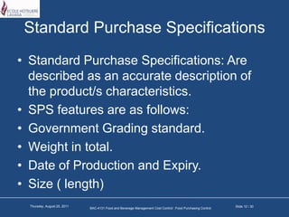 Food purchasing control | PPT