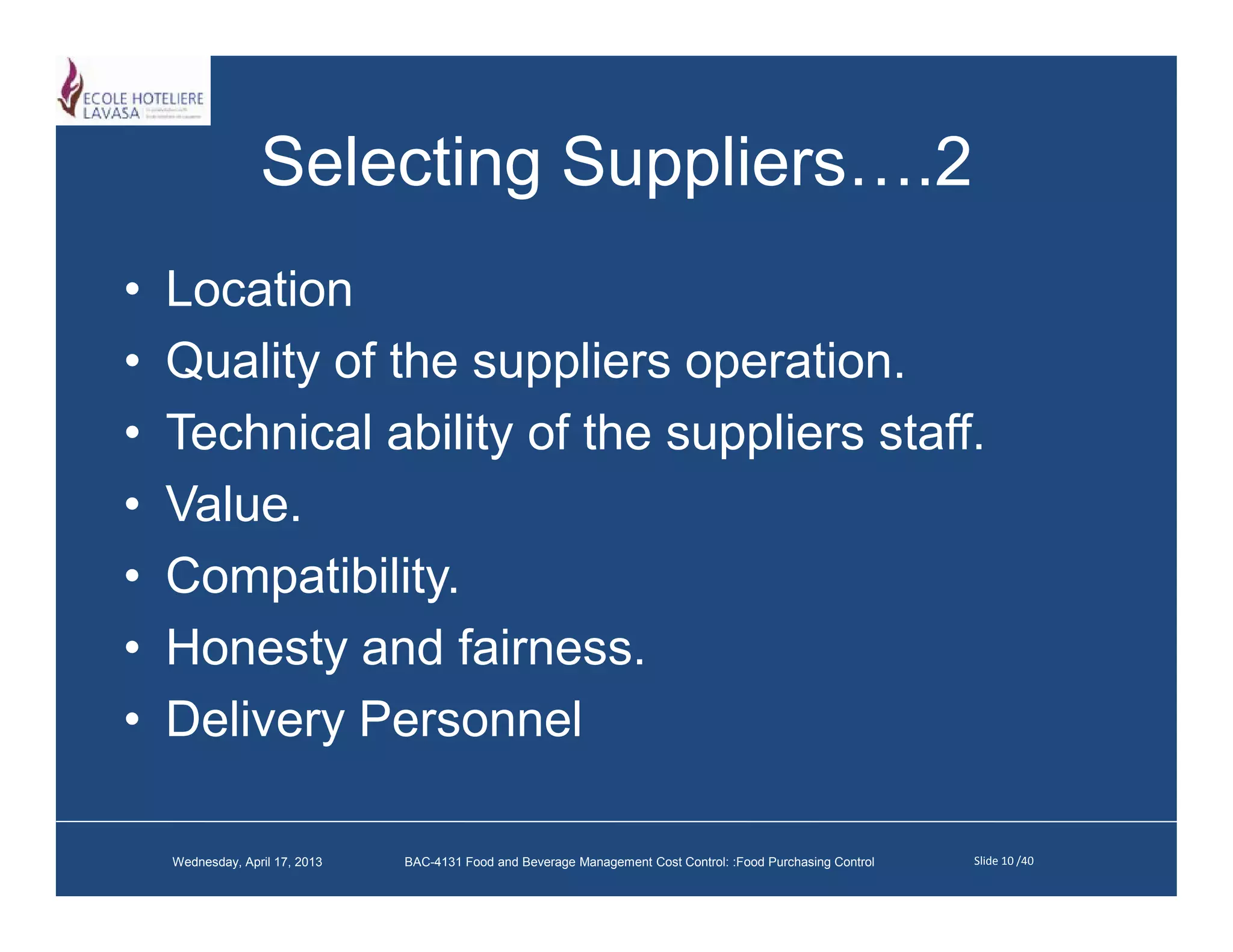 Food purchasing control | PDF