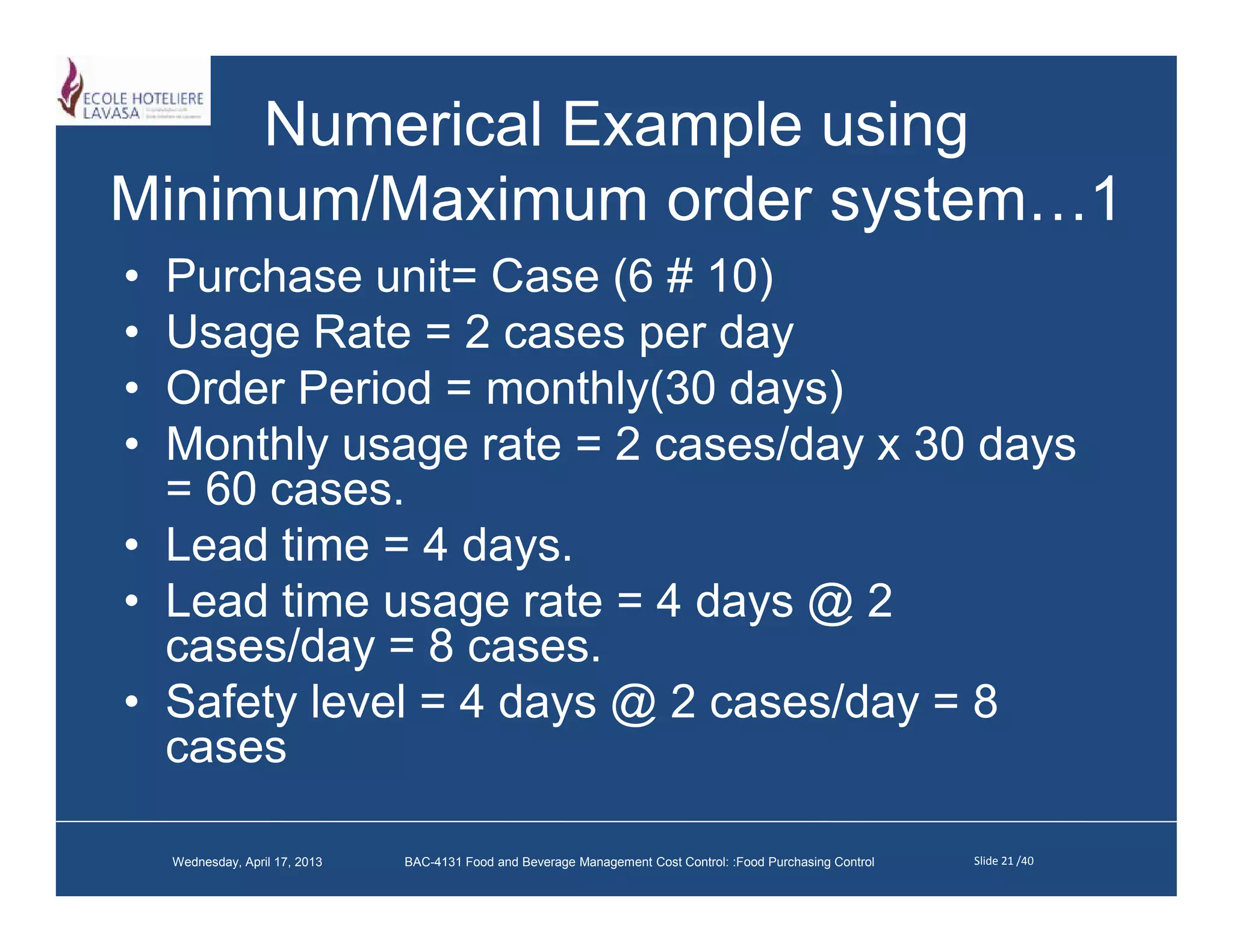 Food purchasing control | PDF