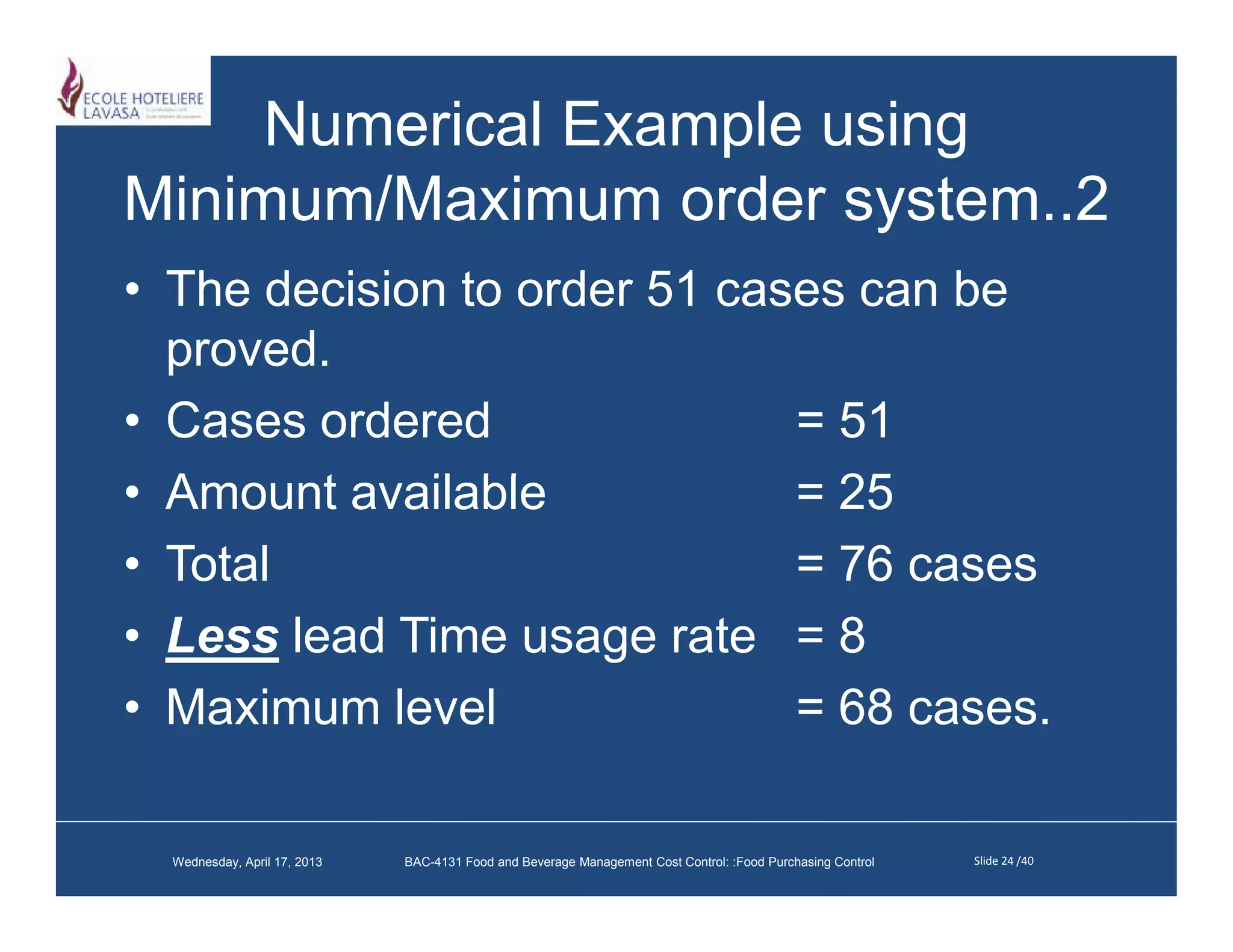 Food purchasing control | PDF