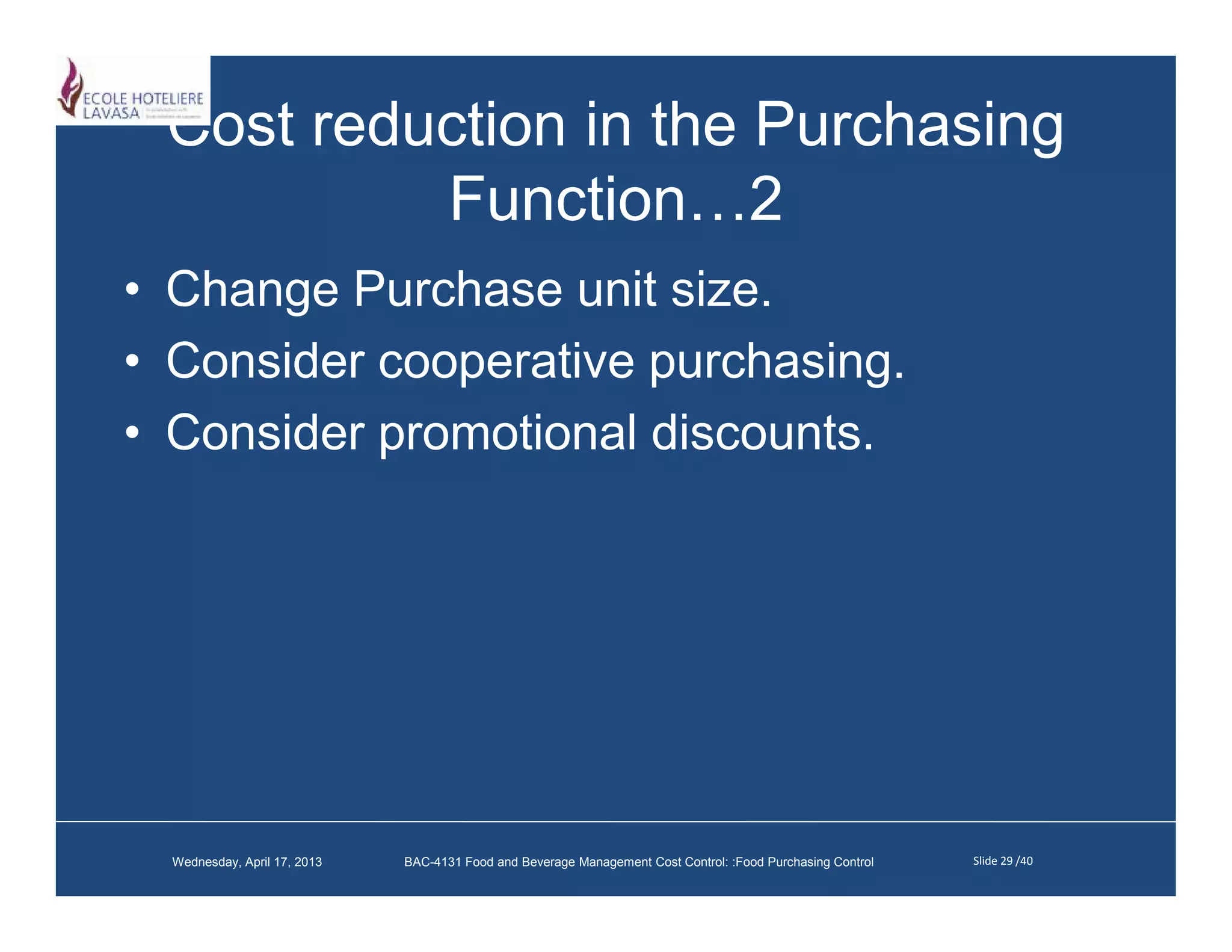 Food purchasing control | PDF