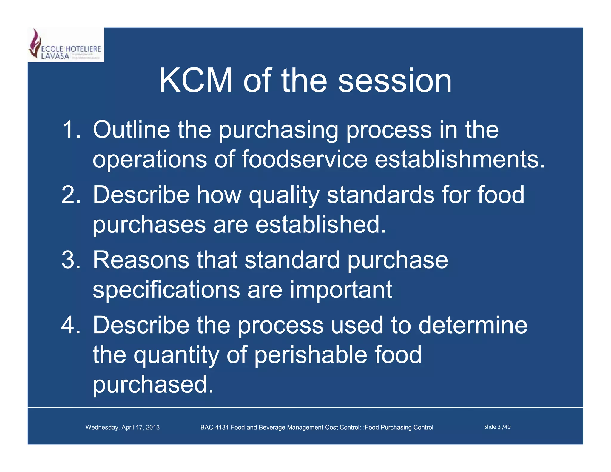 Food purchasing control | PDF