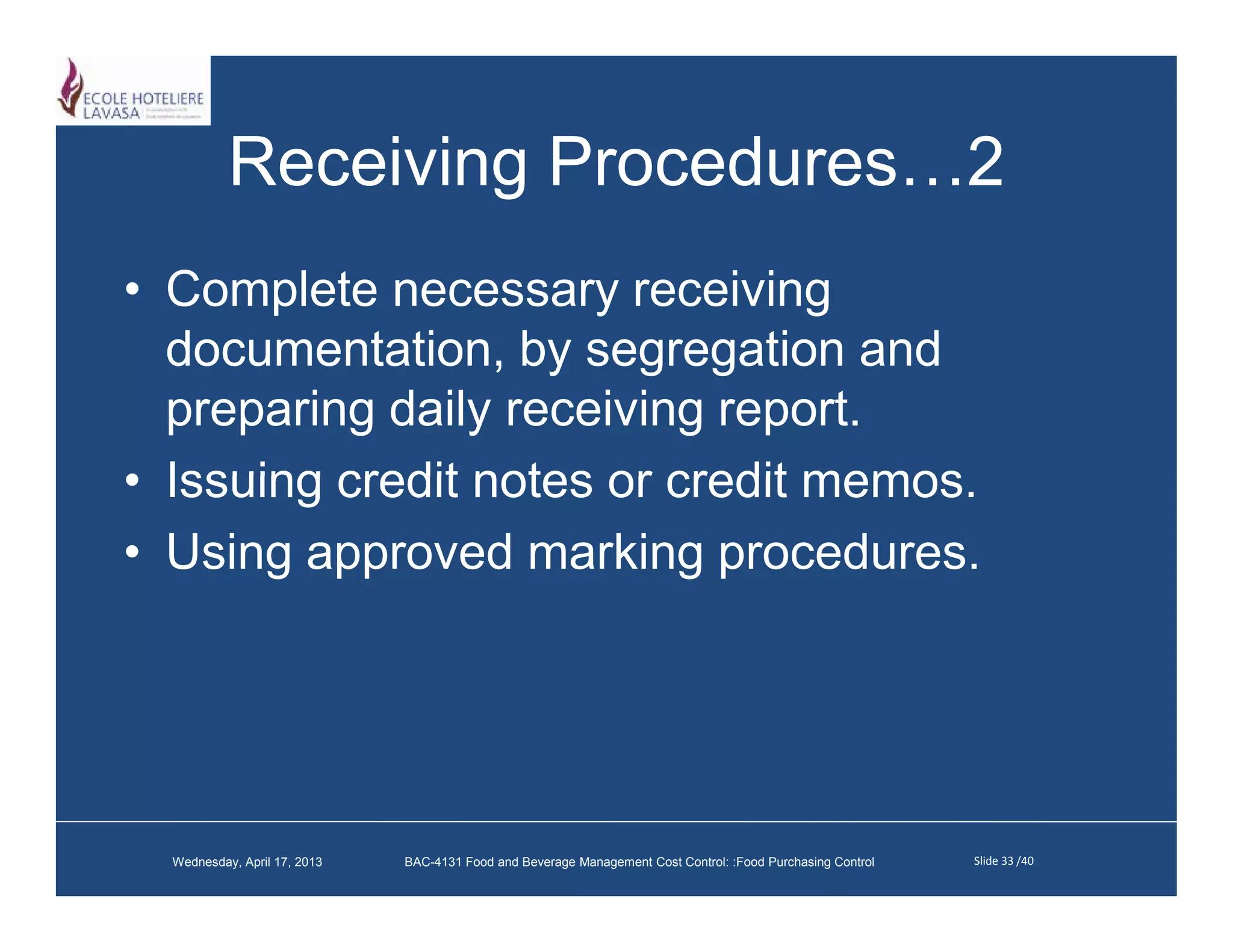 Food purchasing control | PDF