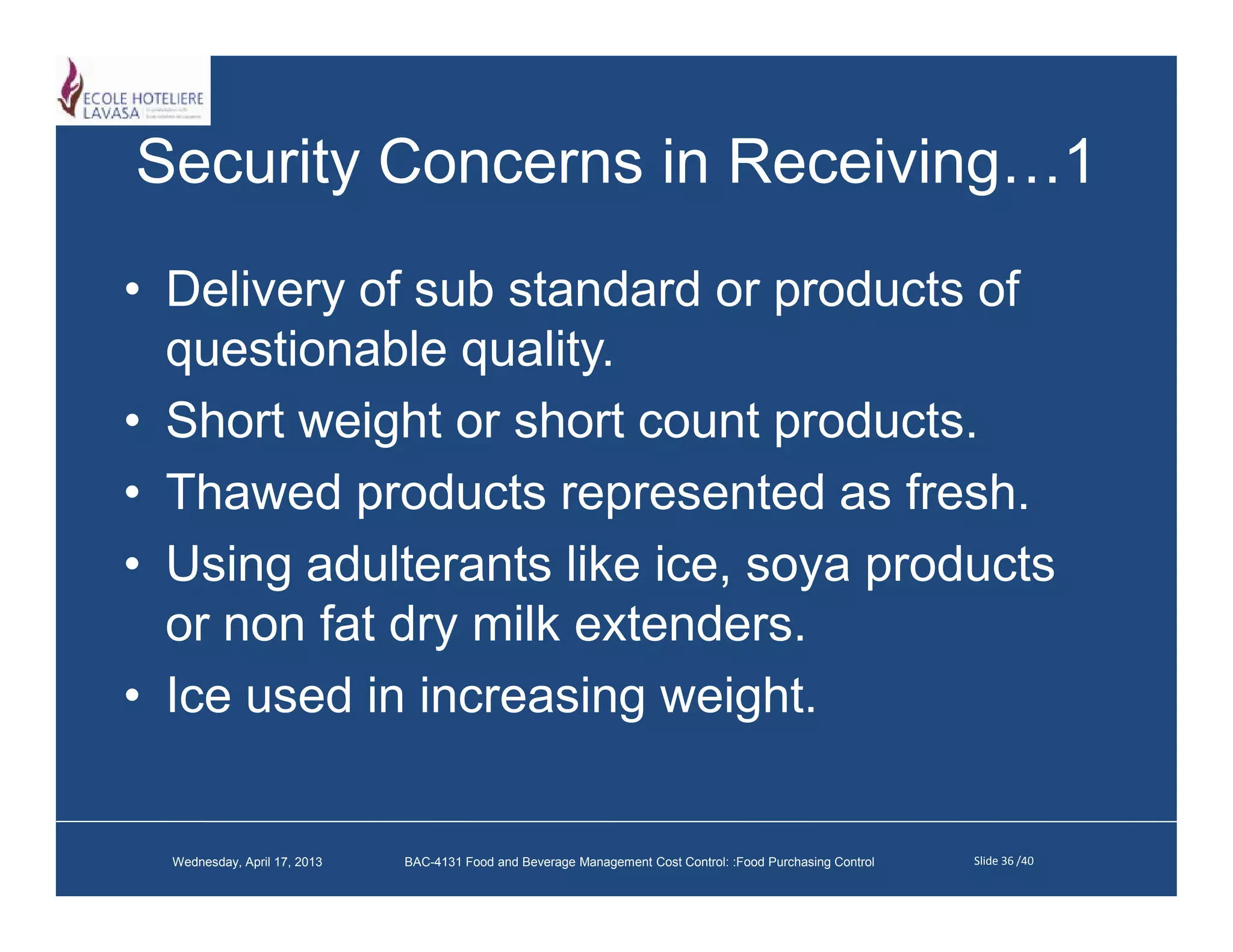 Food purchasing control | PDF