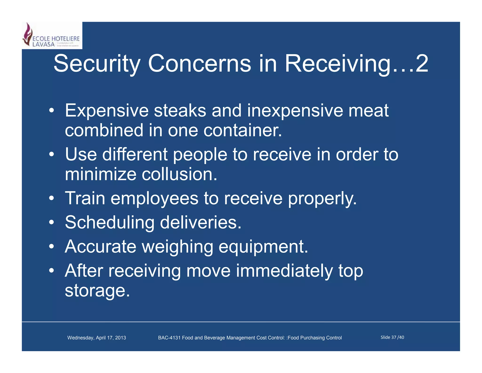 Food purchasing control | PDF