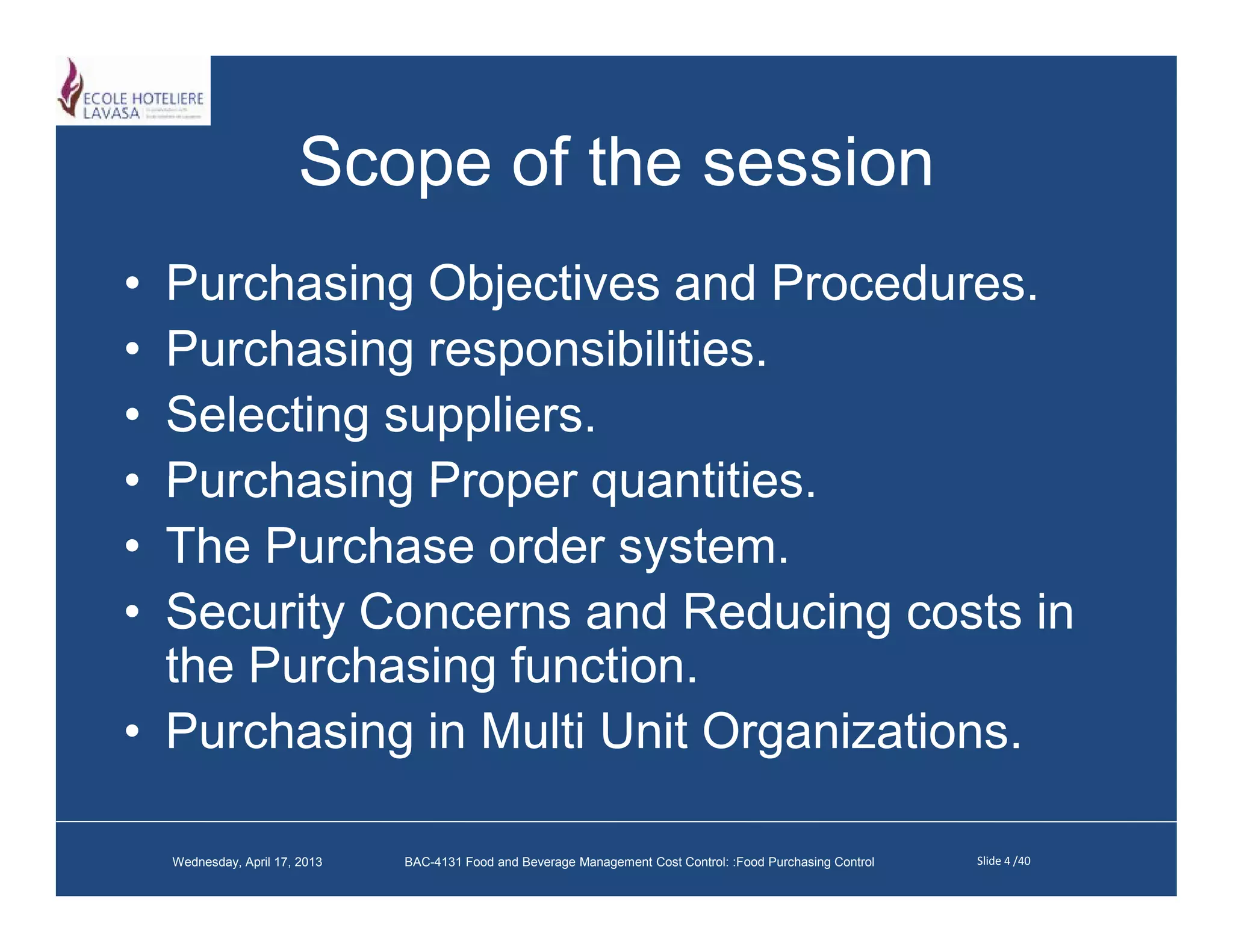 Food purchasing control | PDF