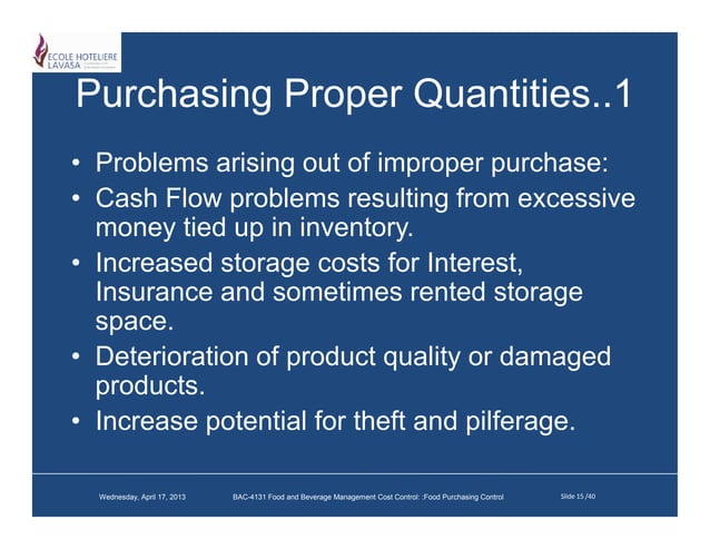 Food purchasing control | PDF