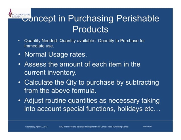Food purchasing control | PDF