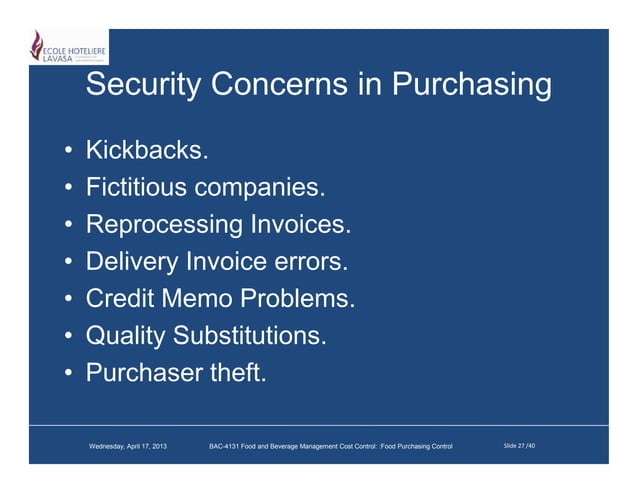 Food purchasing control | PDF