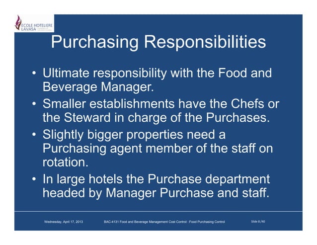 Food purchasing control | PDF