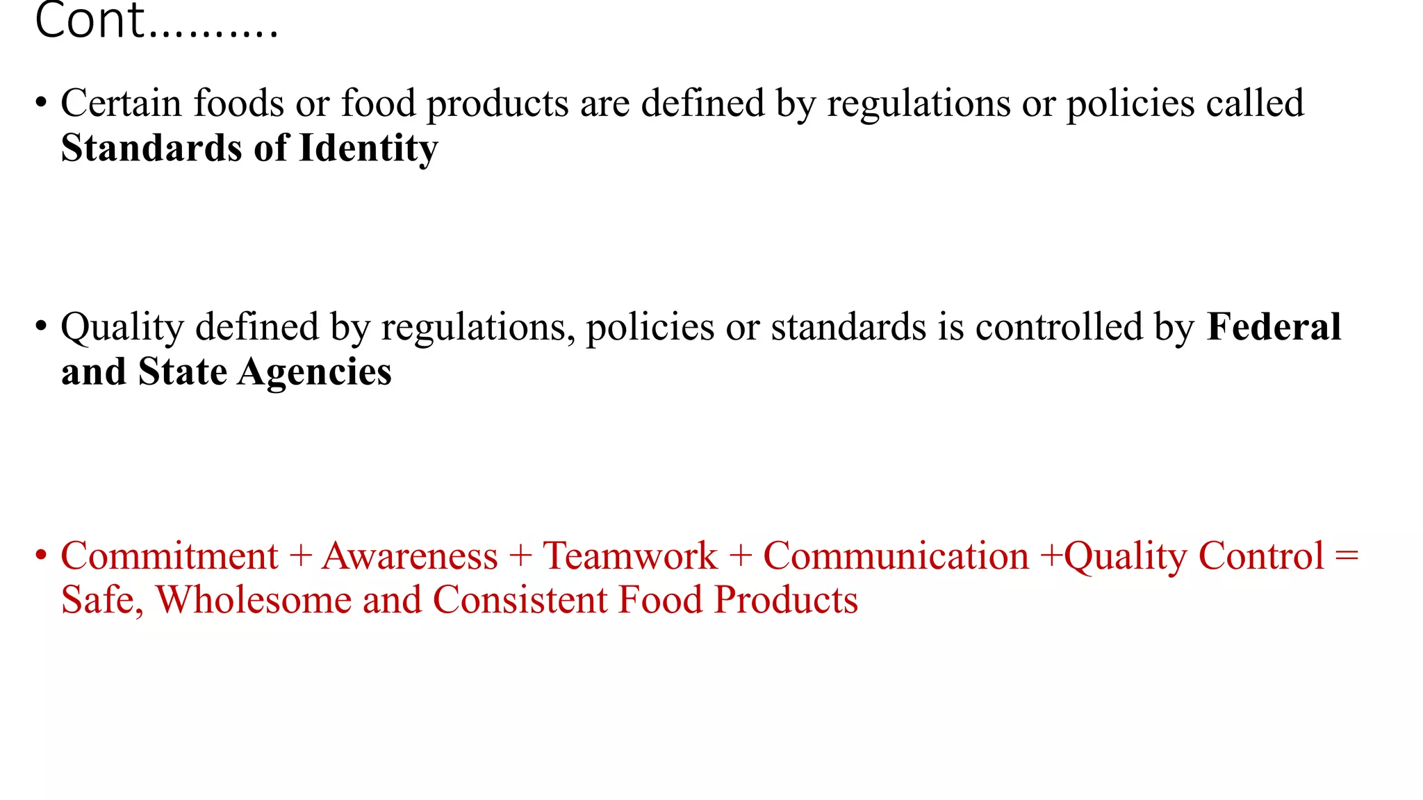 FOOD QUALITY CONTROL | PPTX