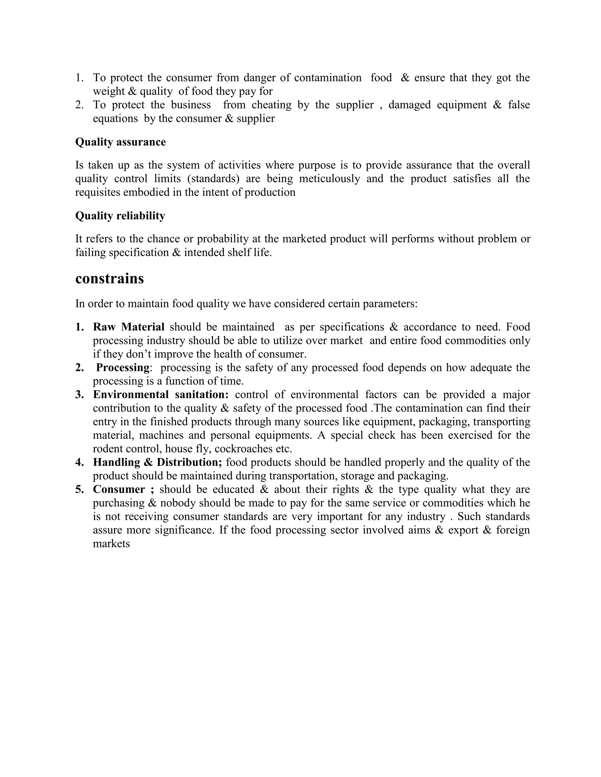 Food quality notes | DOCX