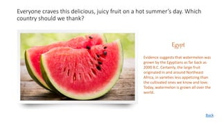 Food Quiz on the origins of everday ingredients | PPT