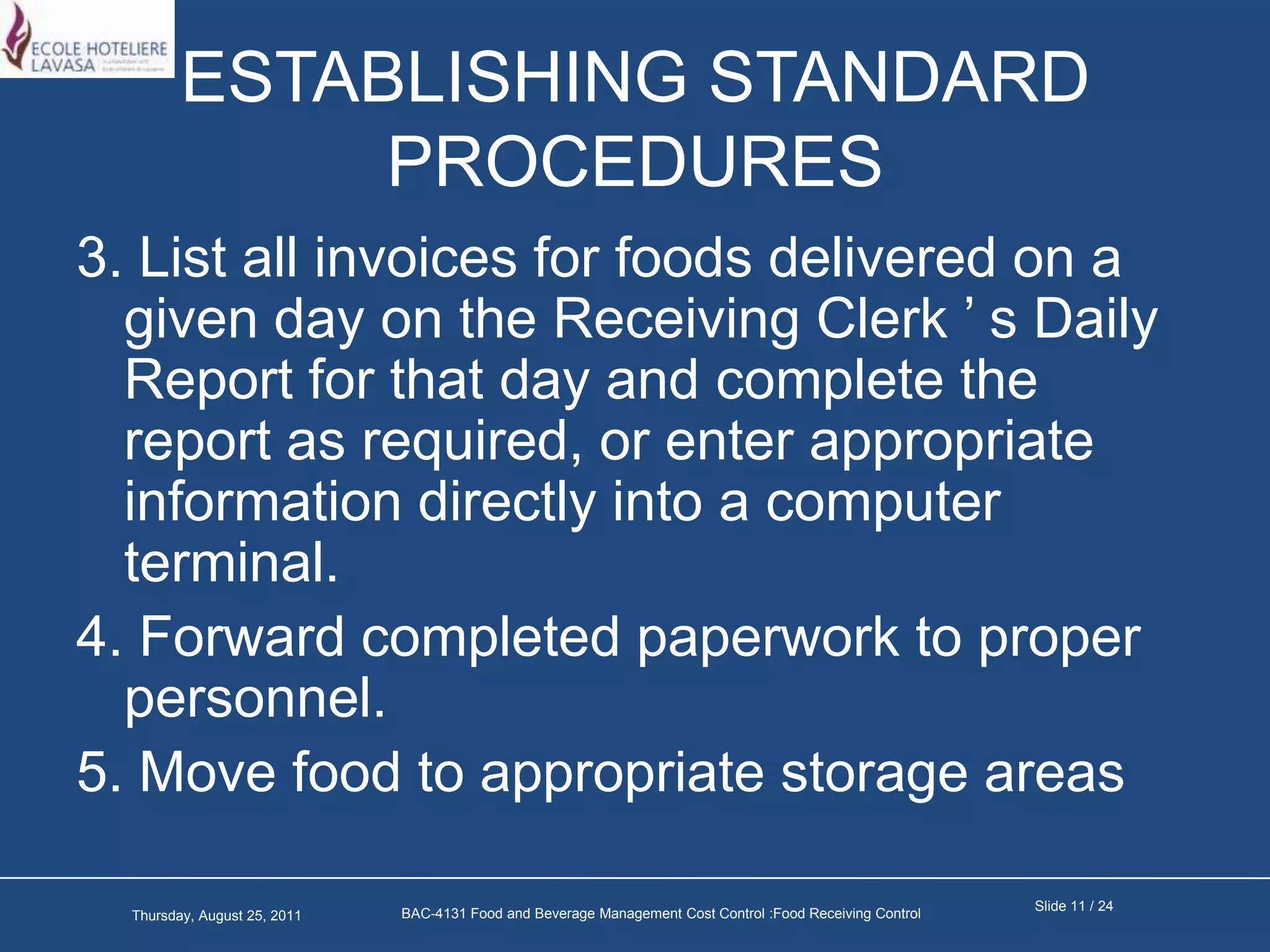 Food receiving control | PPTX