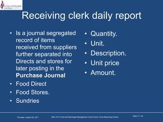 Food receiving control | PPTX