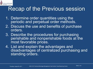 Food receiving control | PPTX