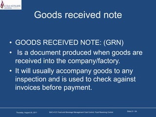 Food receiving control | PPTX