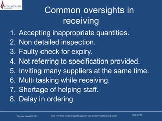 Food receiving control | PPTX