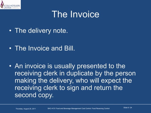 Food receiving control | PPTX