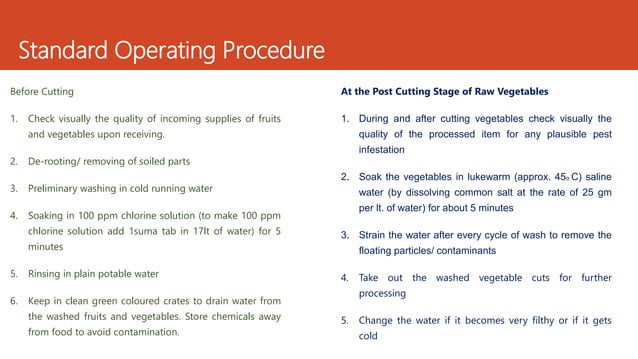 Food Safety Practices - Cleaning & sanitization fruits, vegetables ...