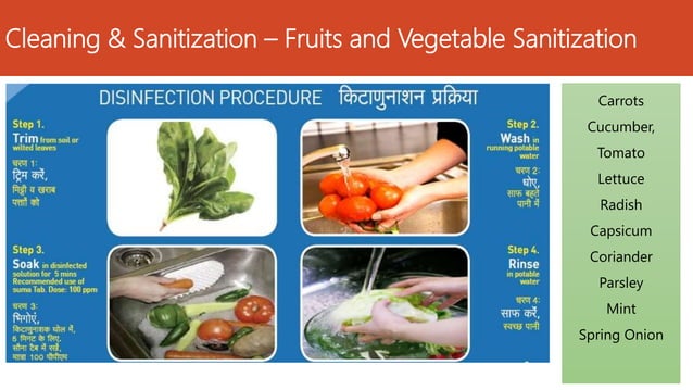 Food Safety Practices - Cleaning & sanitization fruits, vegetables ...