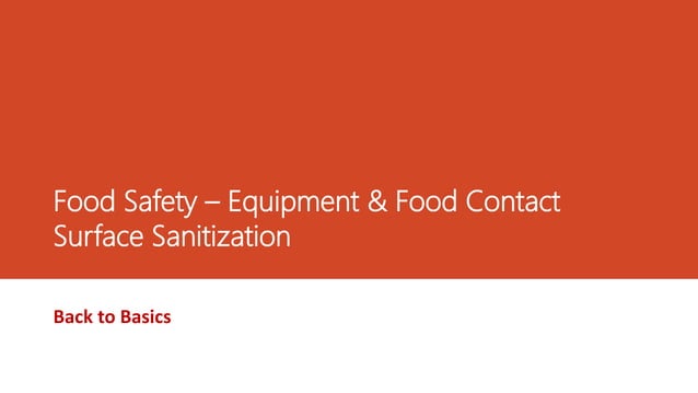 Food Safety Practices -Equipment's & food contact surface sanitization ...