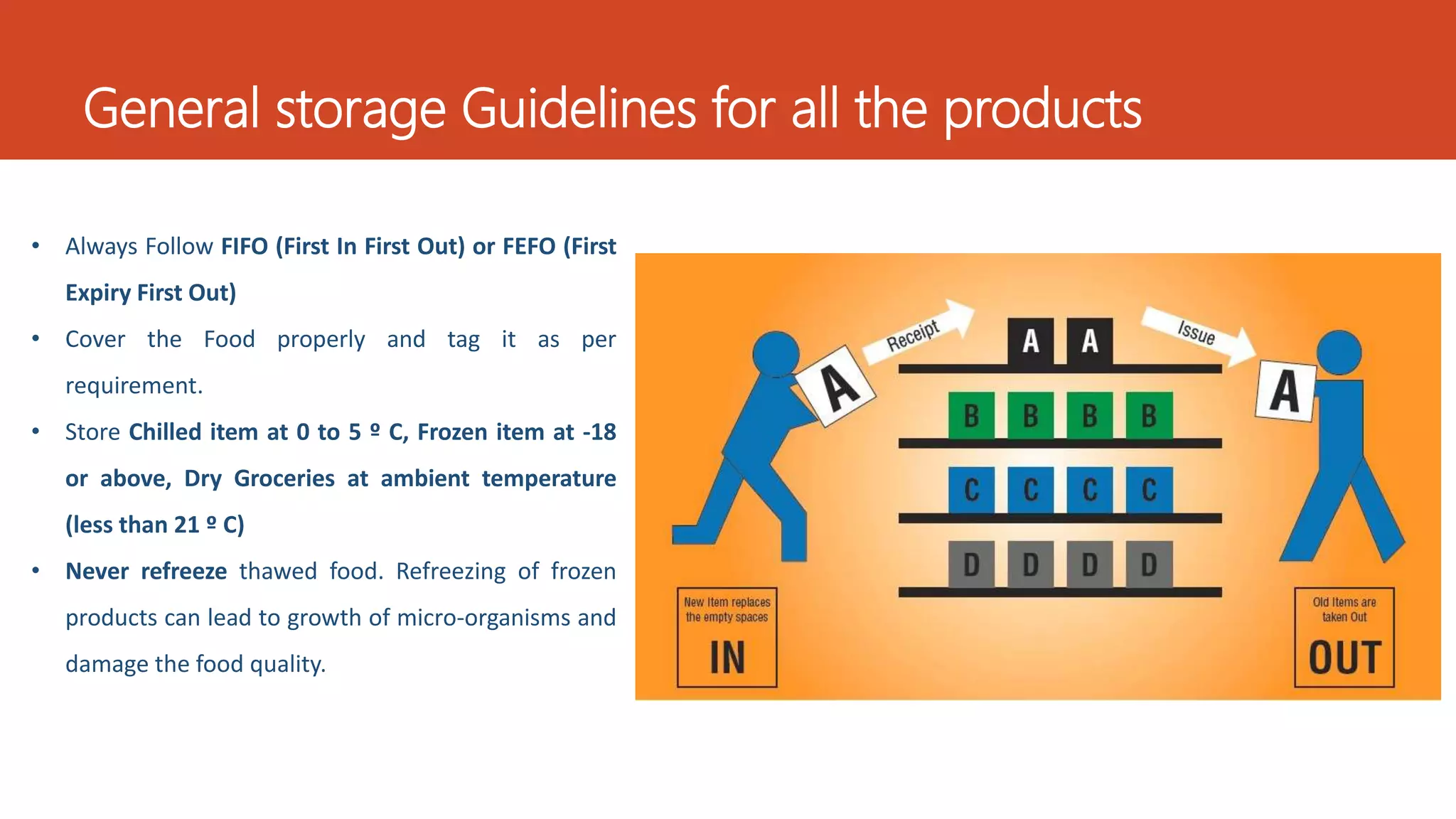Food Safety Practices - Storage guidelines for perishable, provisional ...