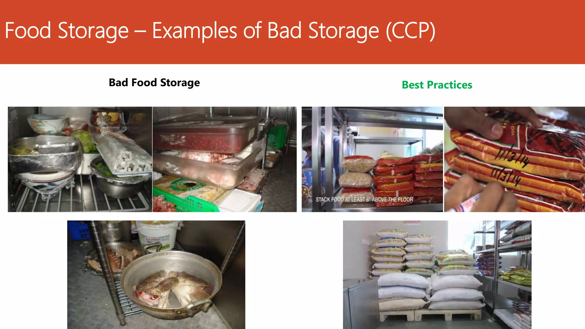 Food Safety Practices - Storage guidelines for perishable, provisional ...
