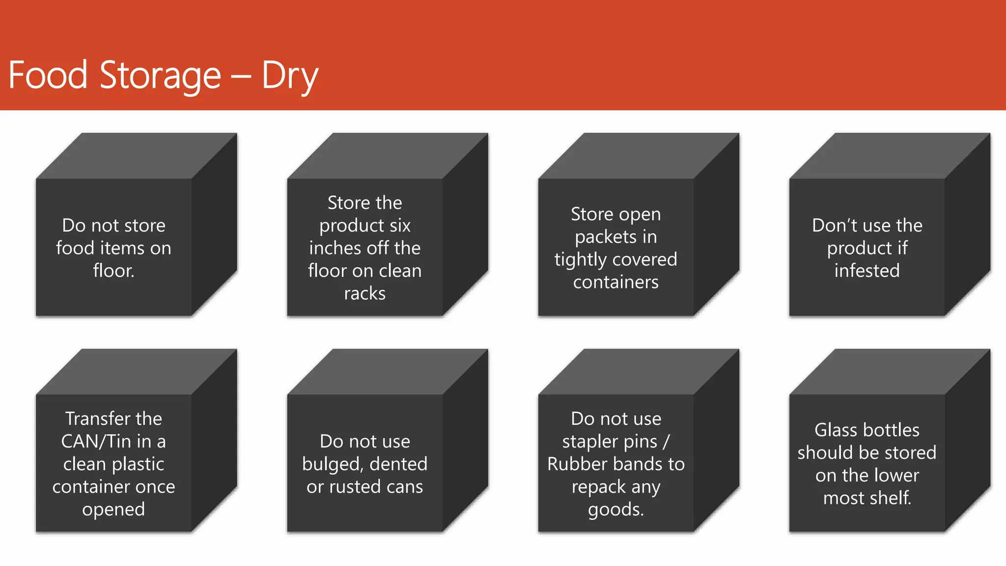 Food Safety Practices - Storage guidelines for perishable, provisional ...