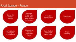 Food Safety Practices - Storage guidelines for perishable, provisional ...