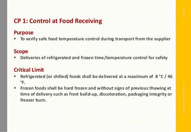 Food Safety - Critical Control Point (CCP)