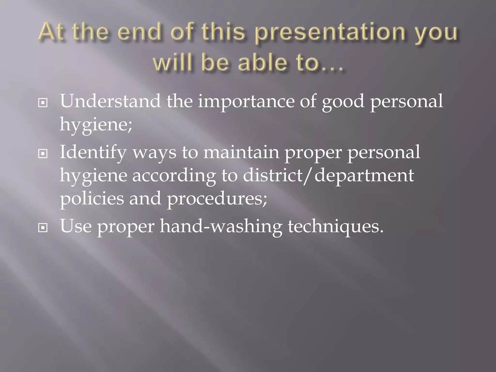 Personal Hygiene-Food Safety | PPTX