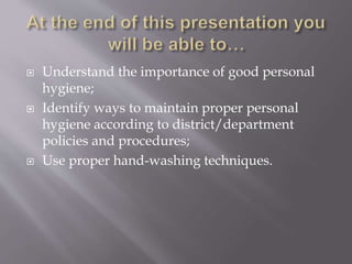 Personal Hygiene-Food Safety | PPTX