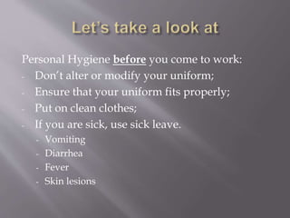Personal Hygiene-Food Safety | PPTX