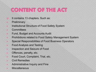 Food safety act, 2013 | PPTX