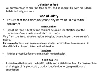 Food safety and hygiene , 1 | PPTX