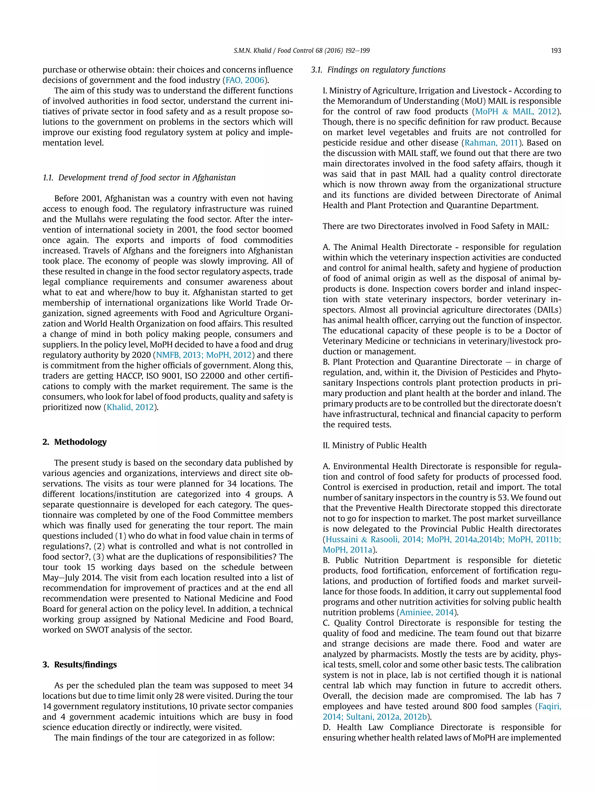 Food safety and quality management regulaotry system in afghanistan | PDF