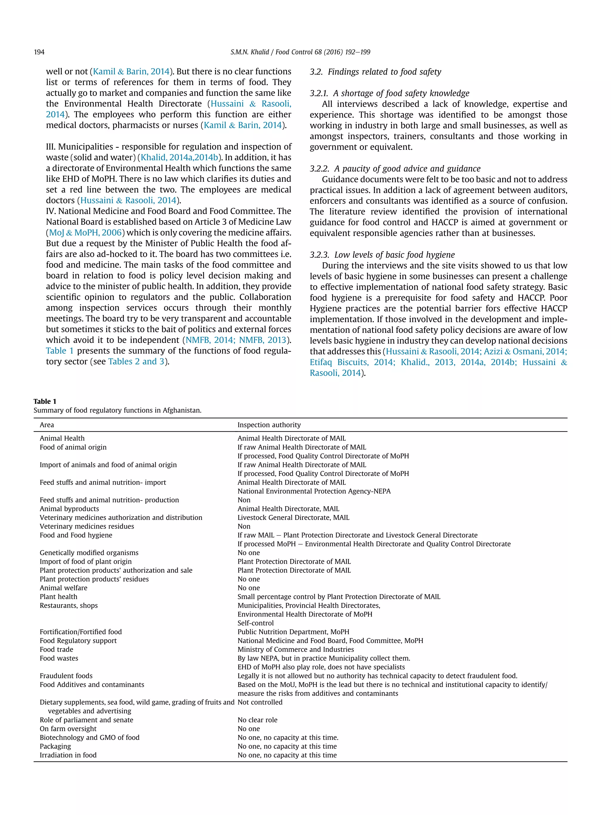 Food safety and quality management regulatory systems in afghanistan ...