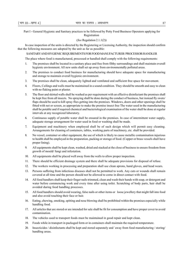 Food safety and standards (licensing and registration of food ...