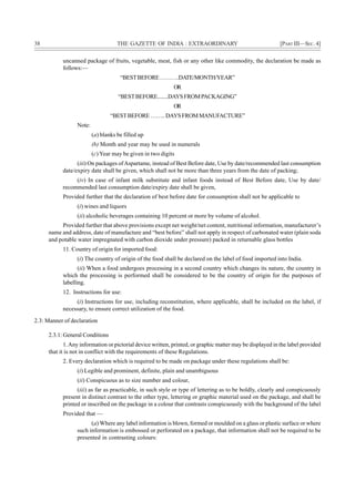 Food safety and standards (packaging and labelling) regulation, 2011 | PDF