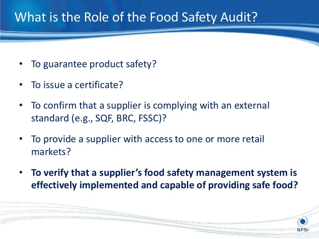 Food Safety Audit and Assessment