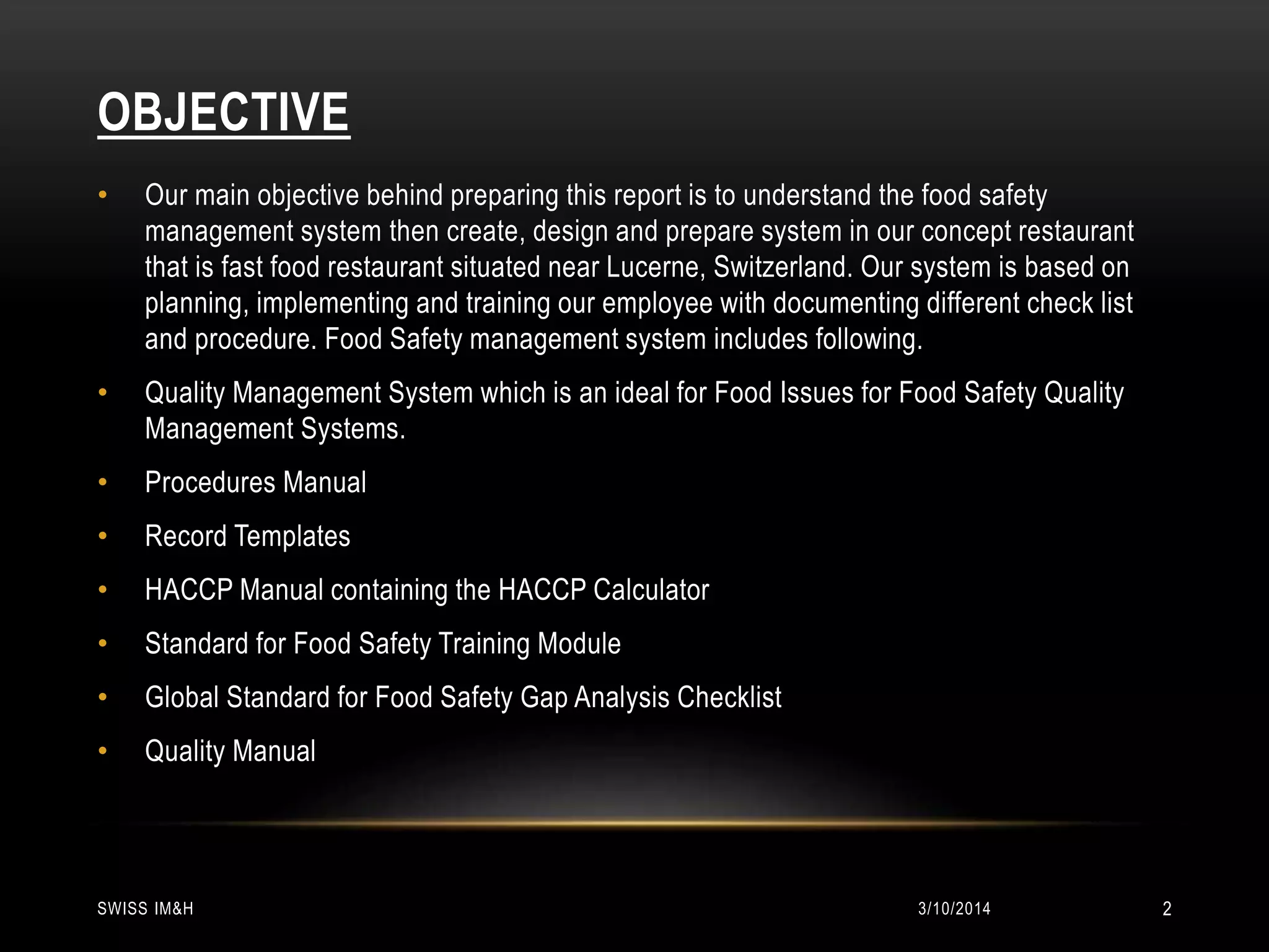 Food safety management system for fast food chain | PPTX