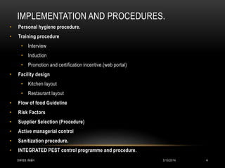 Food safety management system for fast food chain | PPTX