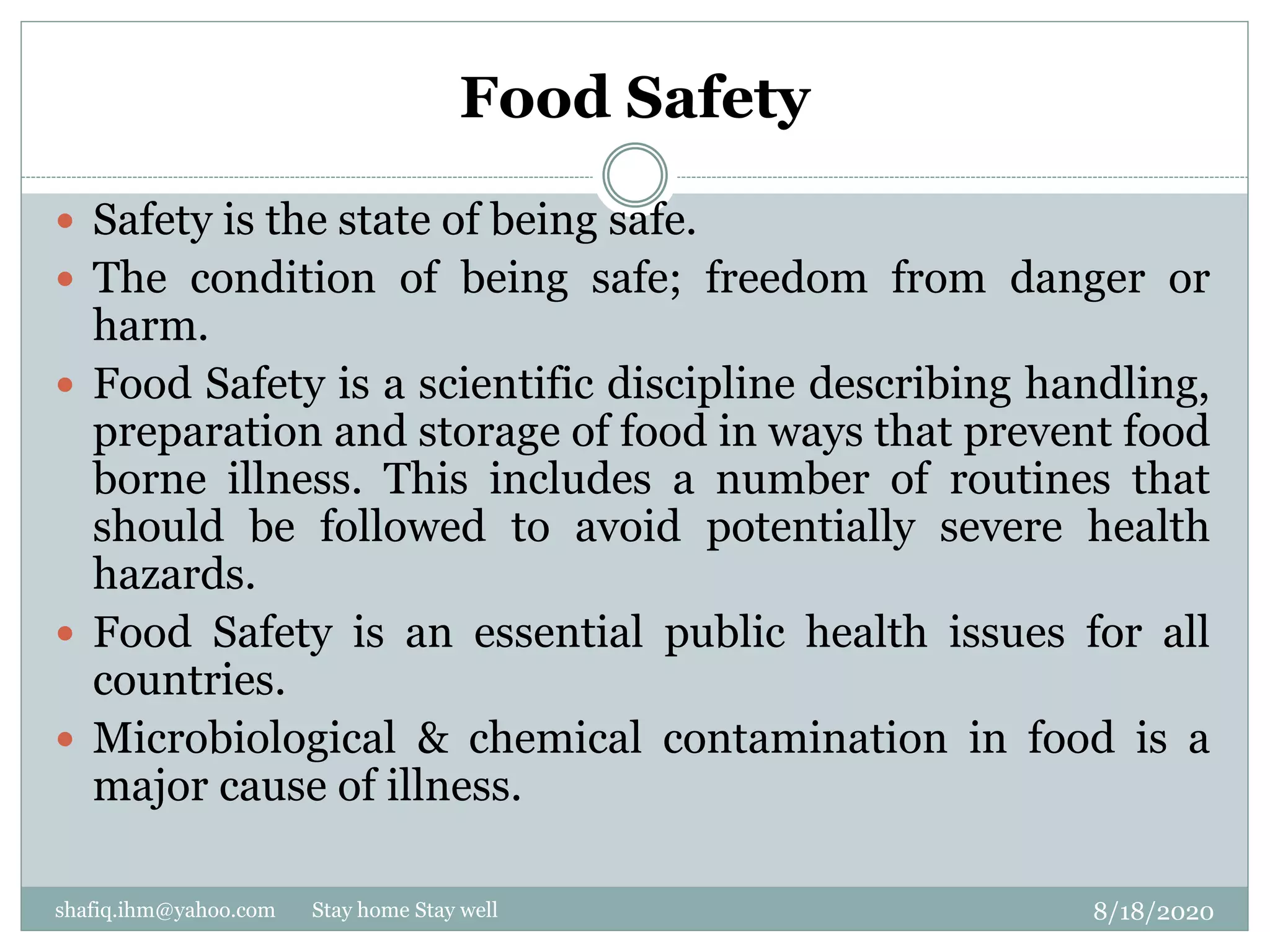 Basic introduction to food safety | PPTX