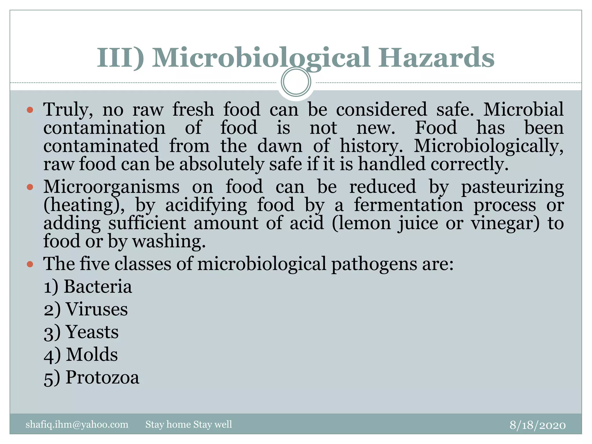 Basic introduction to food safety | PPTX