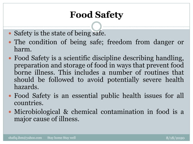 Basic introduction to food safety | PPTX | Chemistry | Science